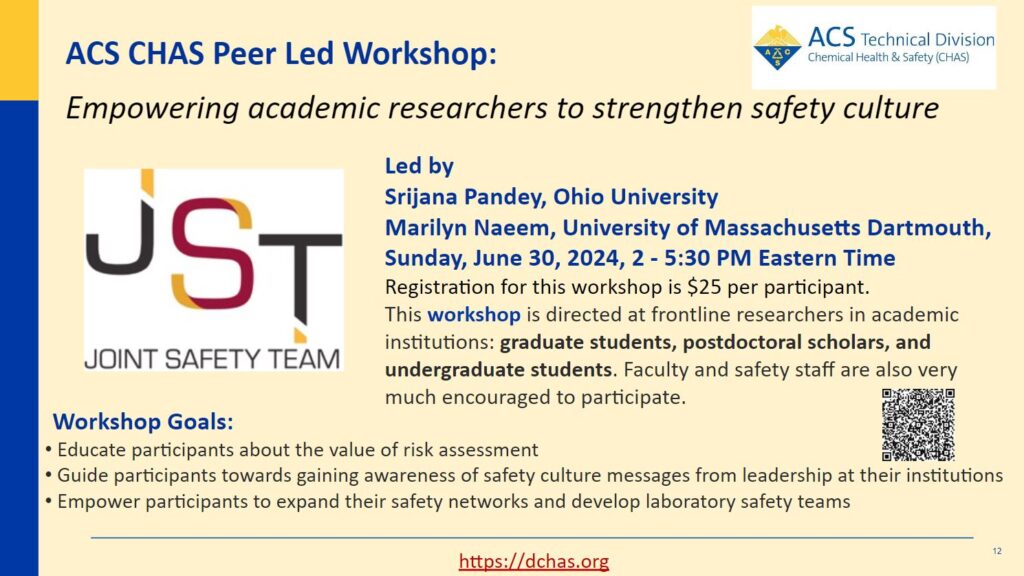 Peer-Led Workshops | ACS Division of Chemical Health and Safety